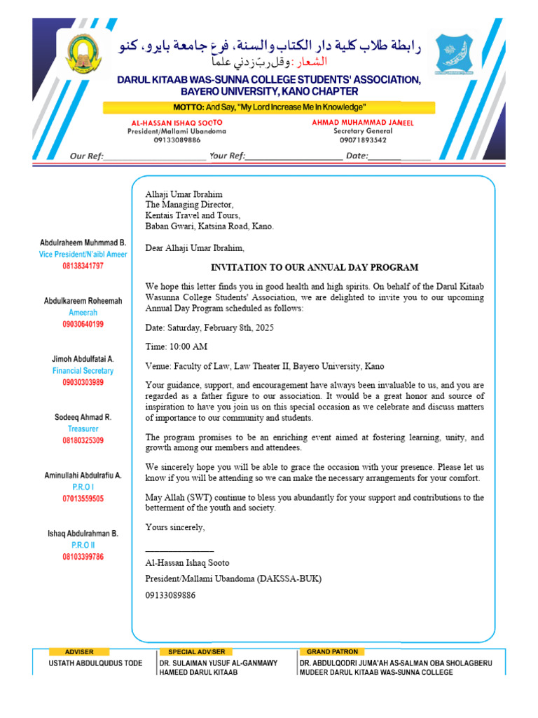 Dear Alhaji Umar Ibrahim | PDF