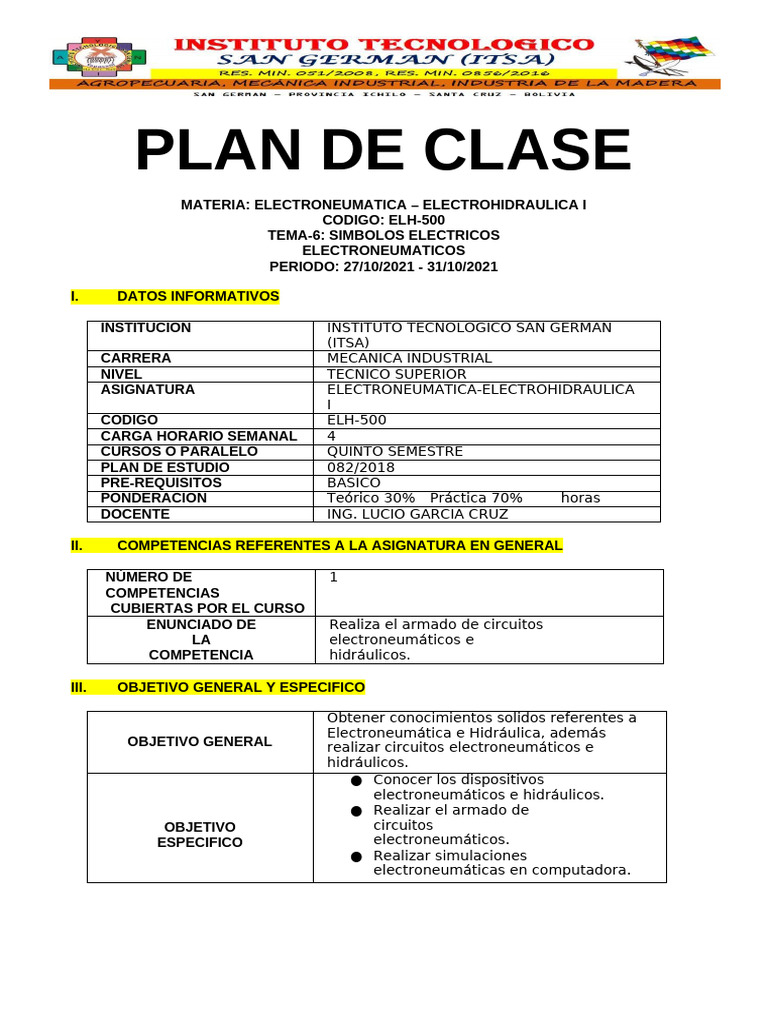 Plan de Clase 6 ELH-500 | PDF