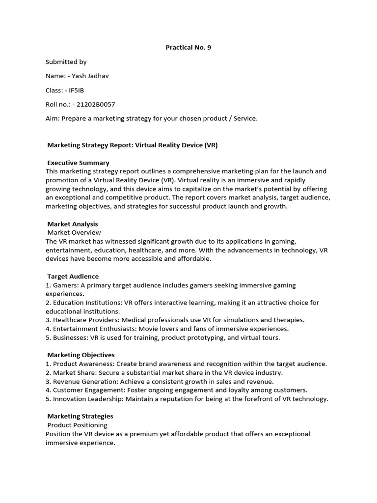 Practical 8 edp | PDF | Virtual Reality | Marketing