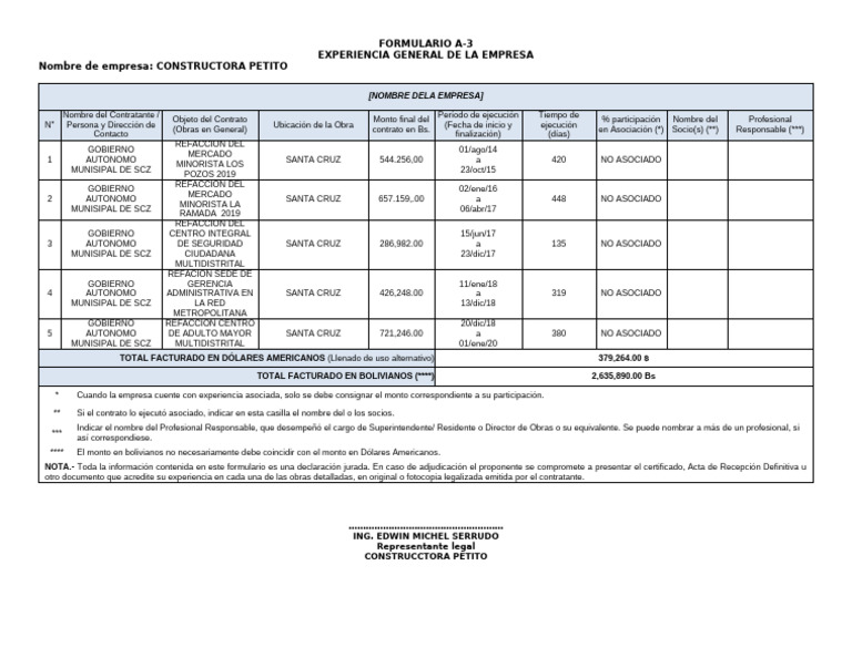 Formulario A-3 | PDF