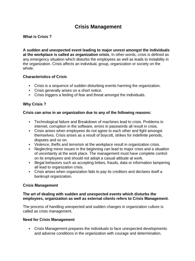 Crisis Management notes | PDF | Crisis Management | Communication