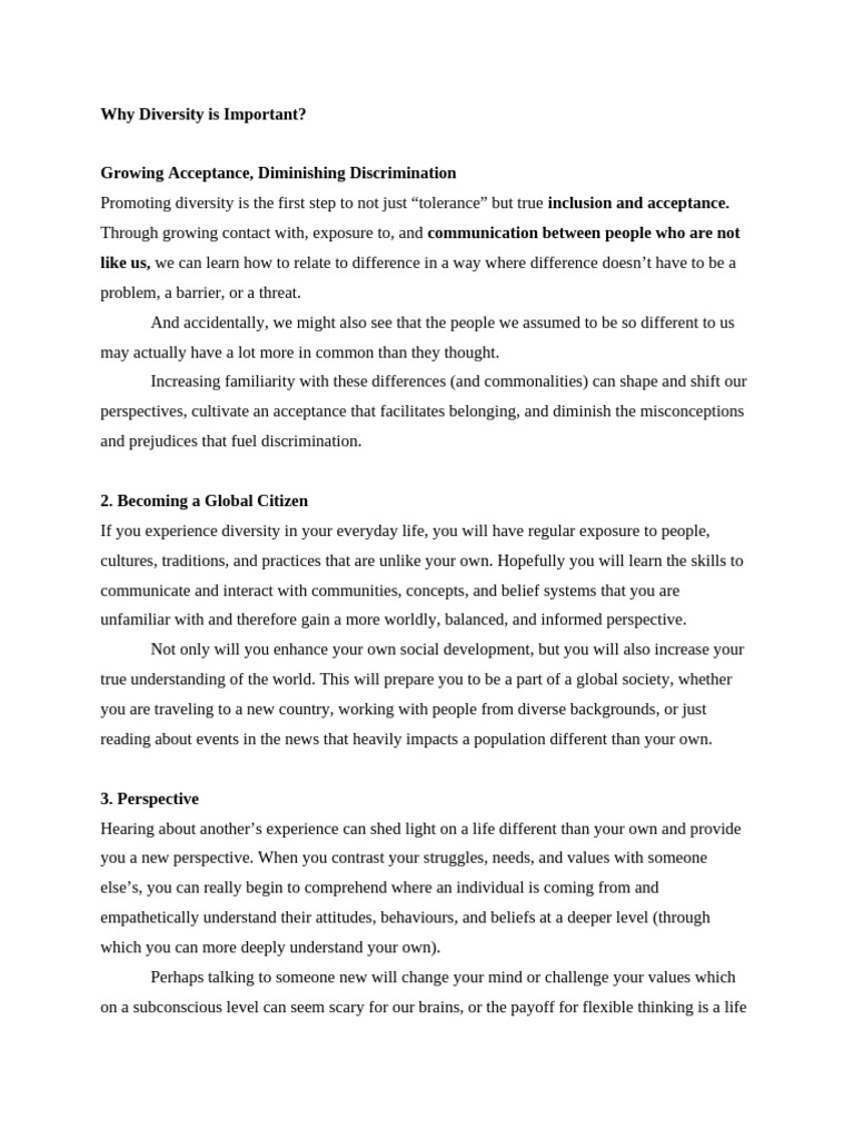 Importance of Diversity Explained | PDF | Race (Human Categorization ...