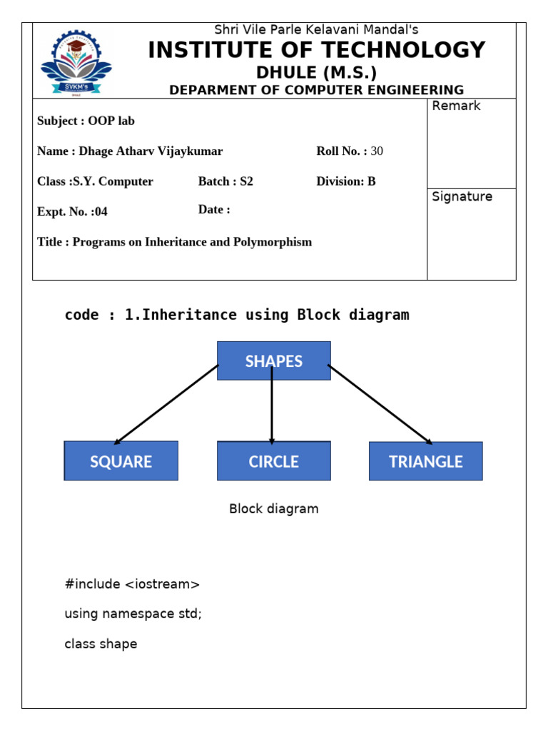 Oop Prac4 Inheritanceandpolymorphism | PDF | Computing | C++