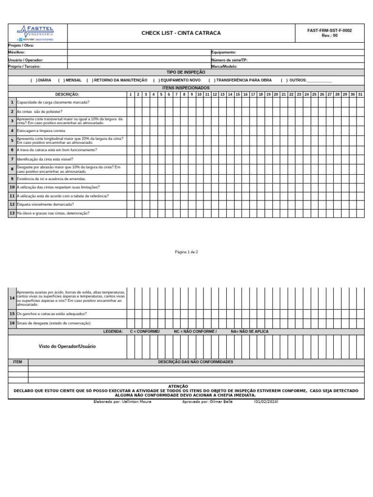 Fast FRM SST F 0002.r00 Cinta Catraca | PDF