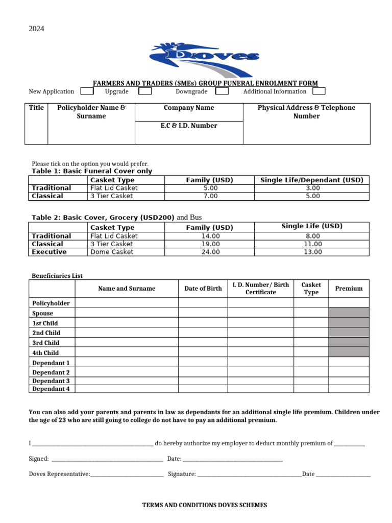 Farmers and Traders Standard Application Form Usd 2024 | PDF ...