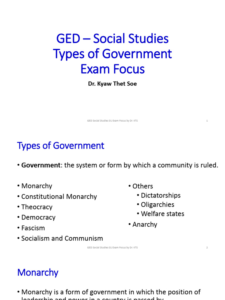 GED - Social Studies 01 Exam Focus | PDF | Social Contract | Monarchy