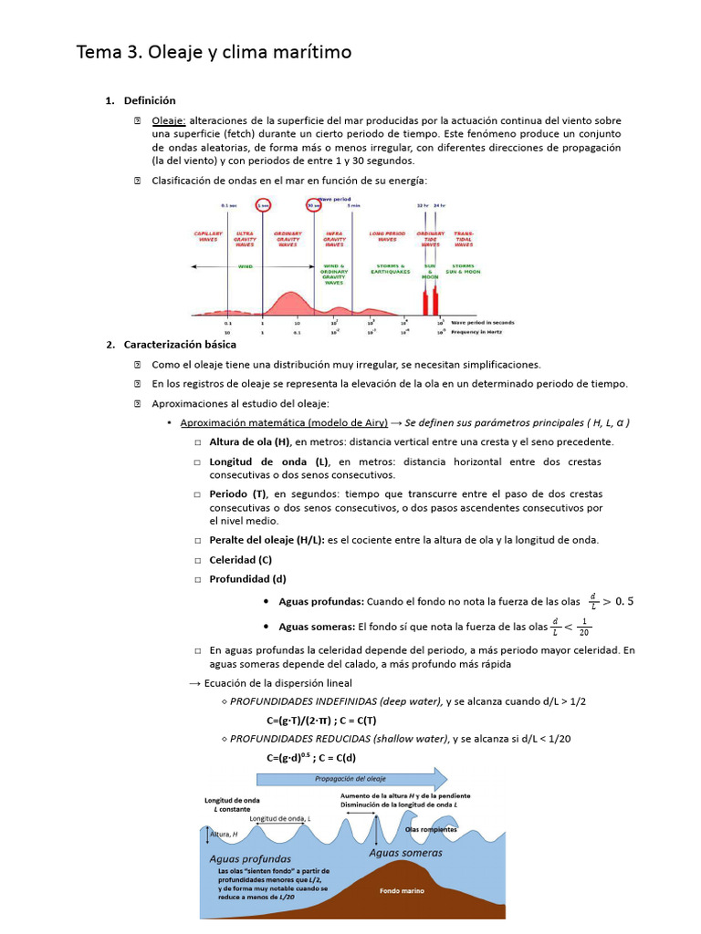 Tema 3 - Oleaje y Clima Maritimo | PDF | Movimiento (física) | Olas