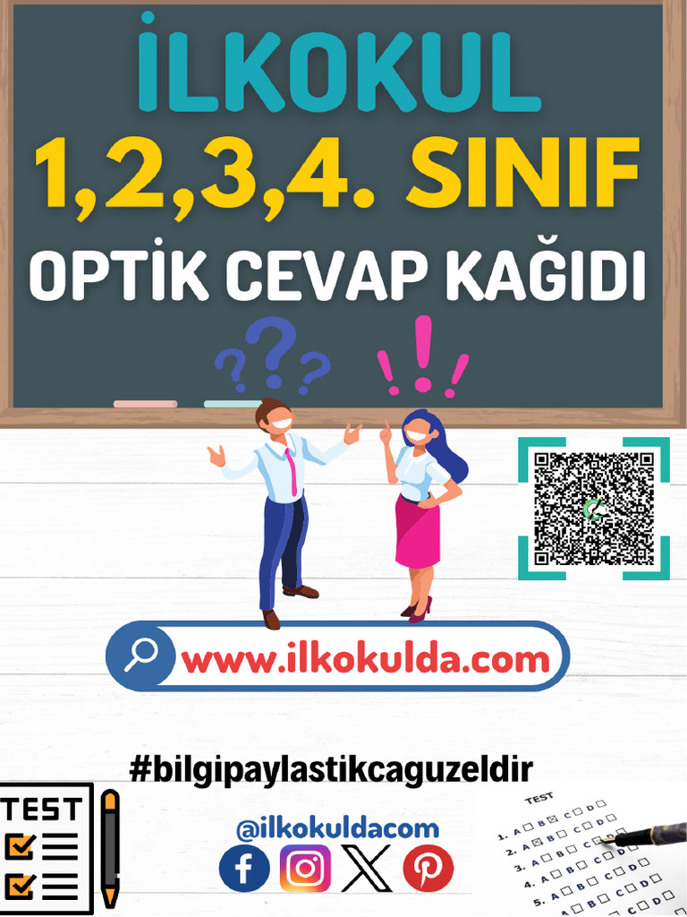Ilkokul 2 3 Ve 4. Sinif Optik Sinav Kagidi Ornegi Ozgun - Ilkokulda ...