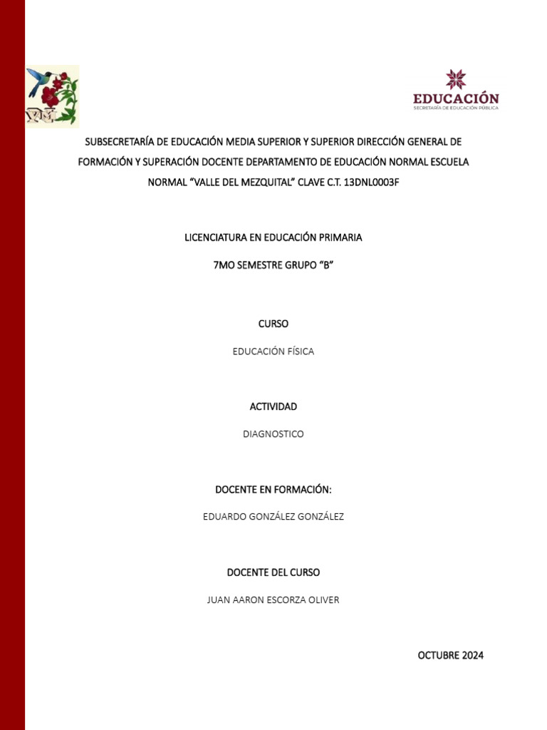 Diagnostico E. Fisica | PDF | Maestros | Enseñando