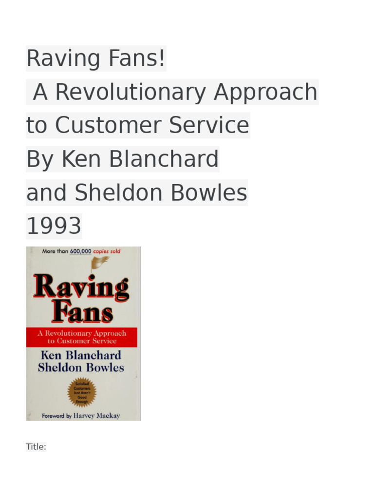 "Raving Fans: Excelência em Atendimento" | PDF | Qualidade (negócios ...