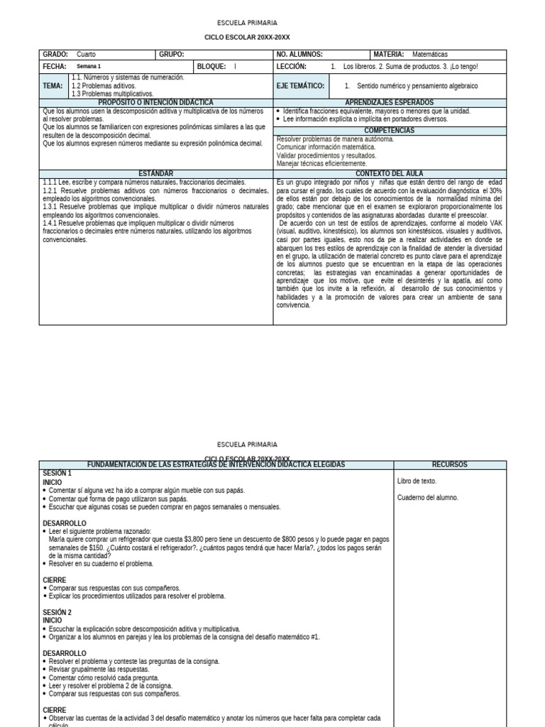 Matemáticas 4º: Descomposición y Fracciones | PDF | Educación primaria ...