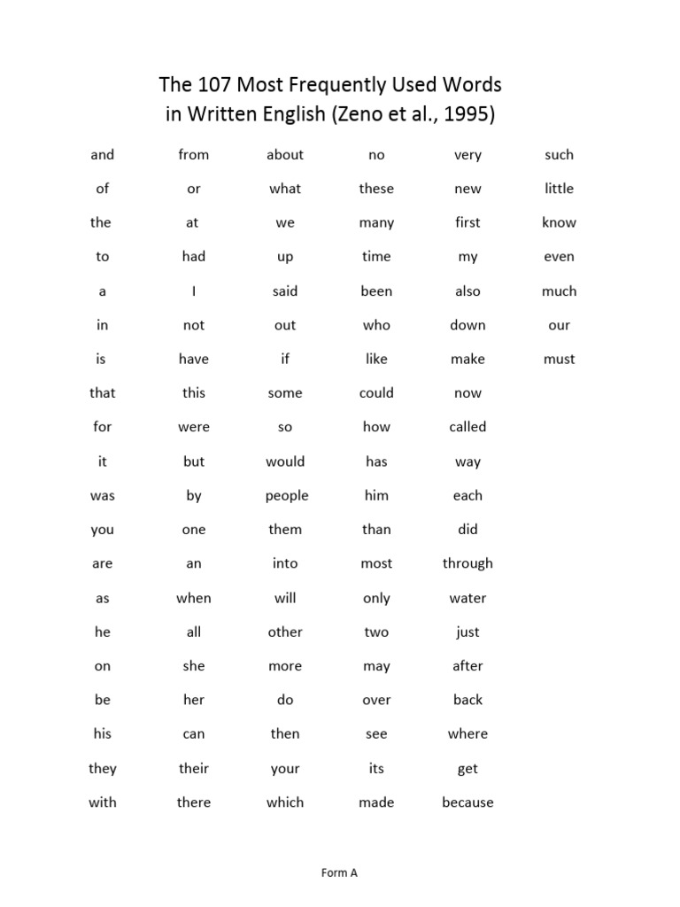 Top 107 Common English Words | PDF