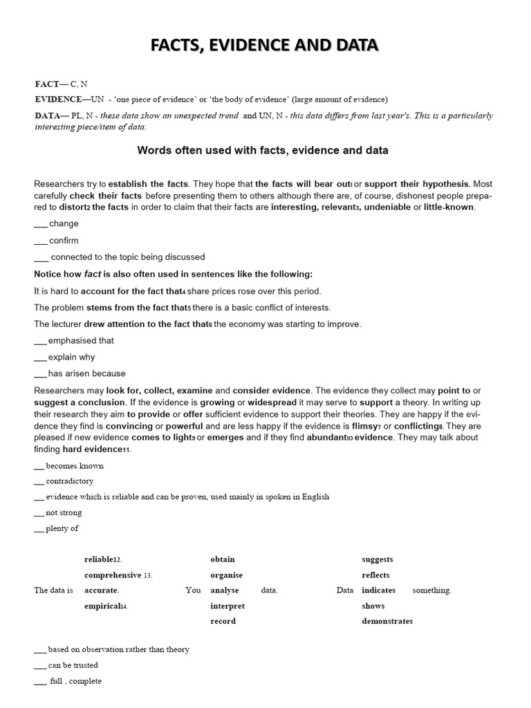 Validating Facts with Evidence-Based Data | PDF | Evidence | Theory