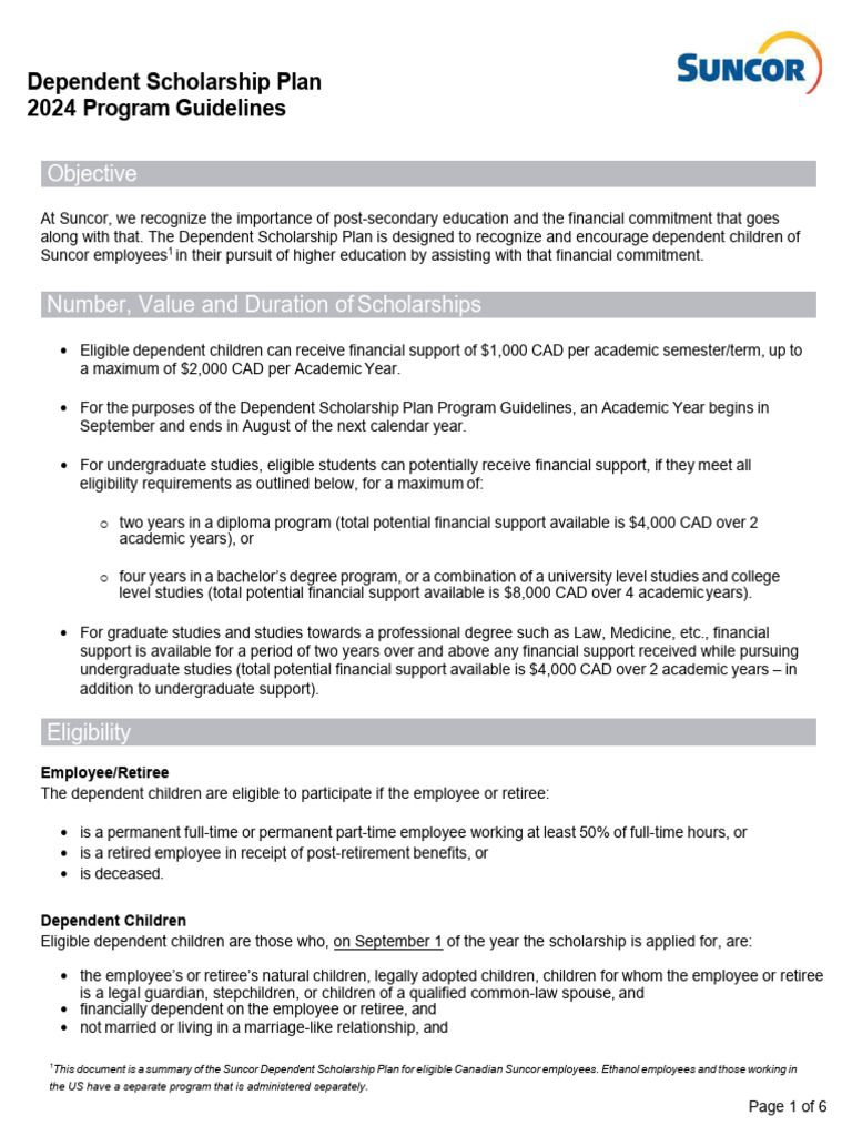 1 1400686 2024 Suncor Energy Scholarship Guidelines + FAQs | PDF | Academic Degree | Faq