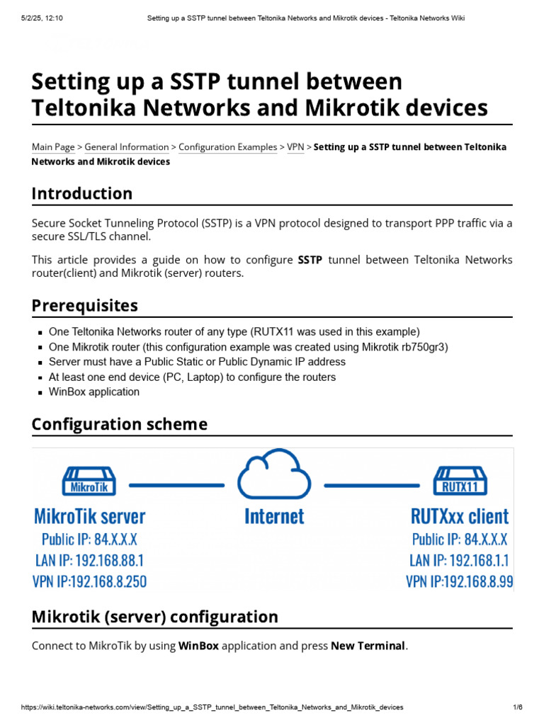 Setting Up A SSTP Tunnel Between Teltonika Networks and Mikrotik Devices - Teltonika Networks ...