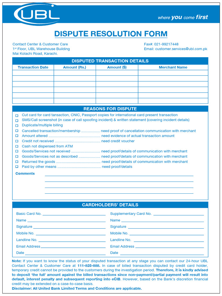 Dispute Resolution A4 Form April 2024 | PDF | Credit Card | Financial ...