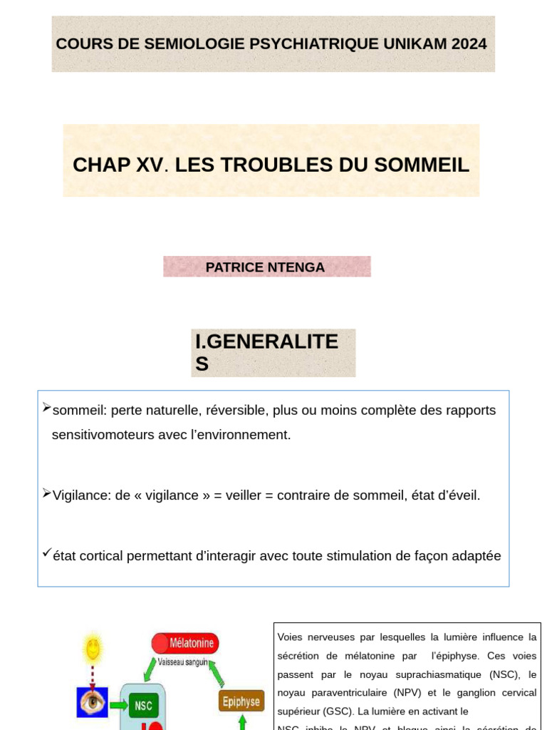 Chap Xv. Les Troubles Du Sommeil | PDF | Sommeil | Insomnie