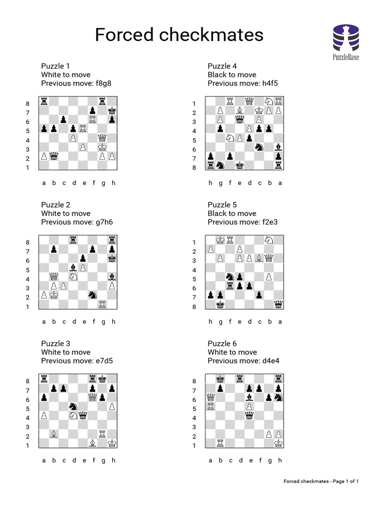 Tactical Forced Checkmate Puzzles | PDF