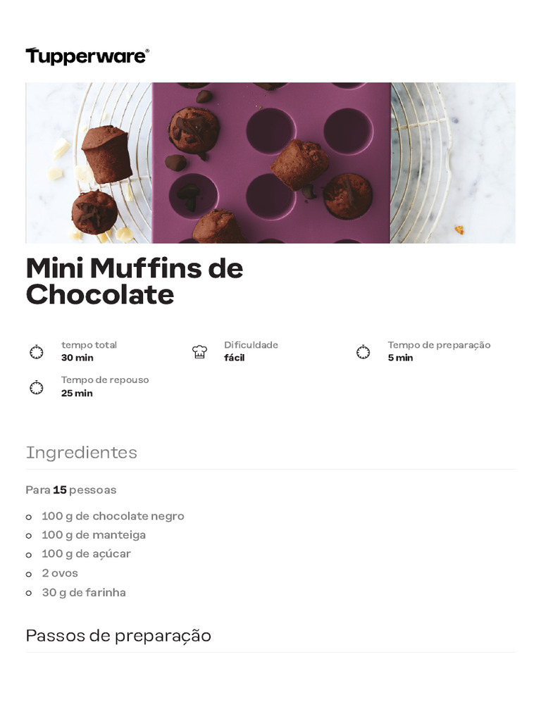 Mini Muffins de Chocolate Tupperware | PDF