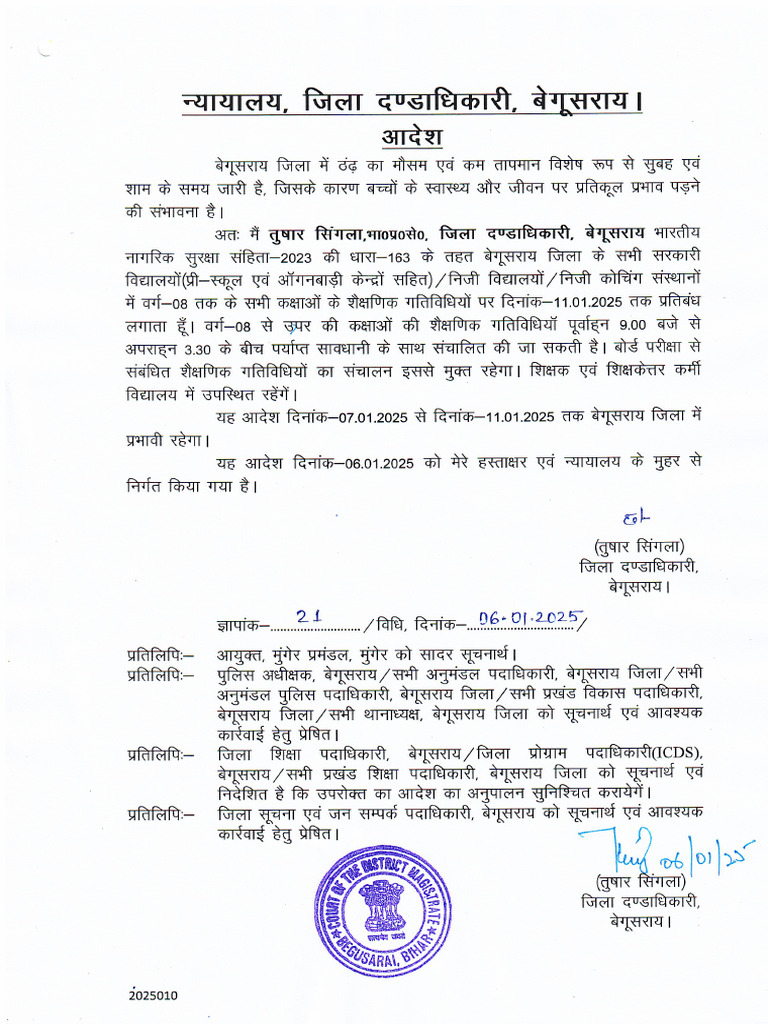 Letter No.-21 Date-06.01.25-sheet lahar | PDF