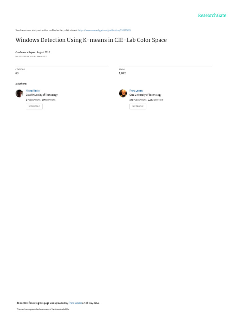 Windows Detection Using K-Means in CIE-Lab Color S | PDF | Cluster ...
