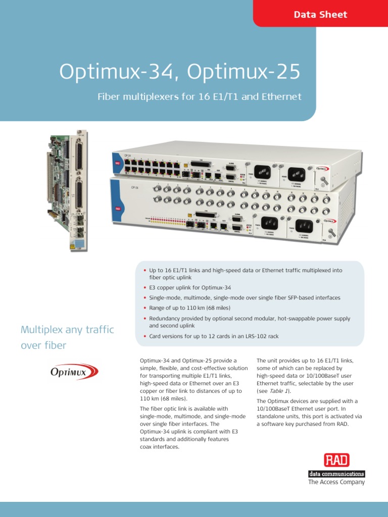 Optimux 34 | PDF | Wavelength Division Multiplexing | Optical Fiber