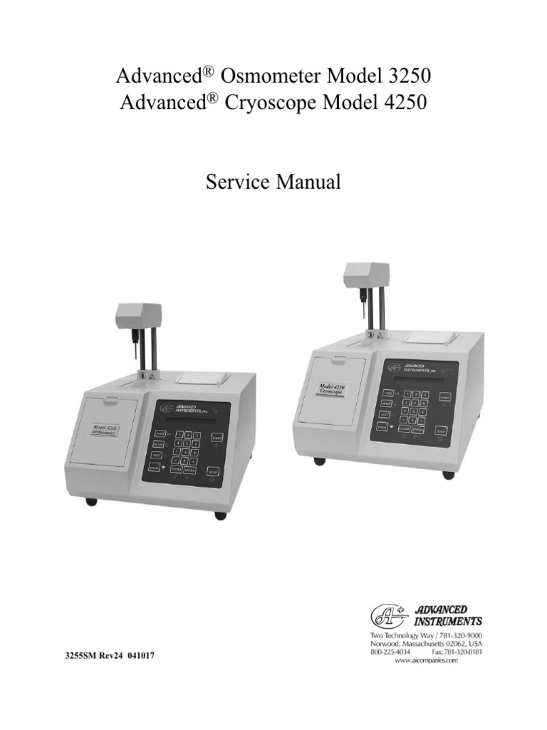 Advanced Osmometer Model 3250 Advanced Cryoscope Model 4250: 3255SM ...