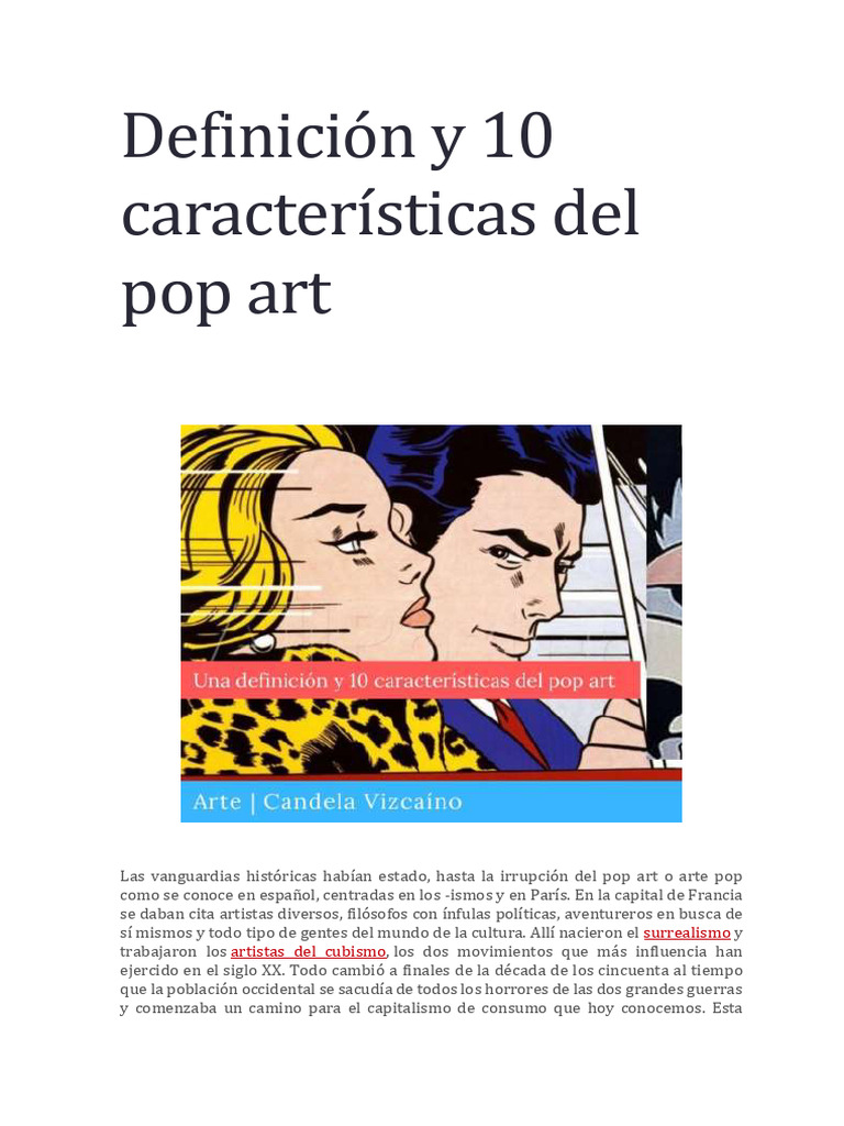 Definición y 10 características del pop art | PDF | Publicidad | Estética