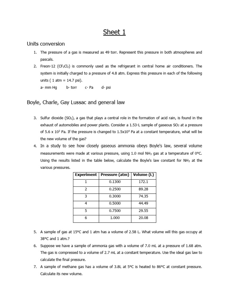 sheet 1(new) | PDF | Gases | Water