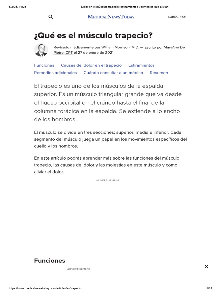 Alivio del dolor en el trapecio: estiramientos y remedios | PDF ...