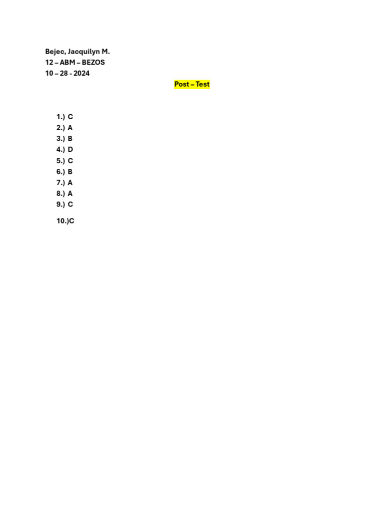 CPAR - Post - Test | PDF