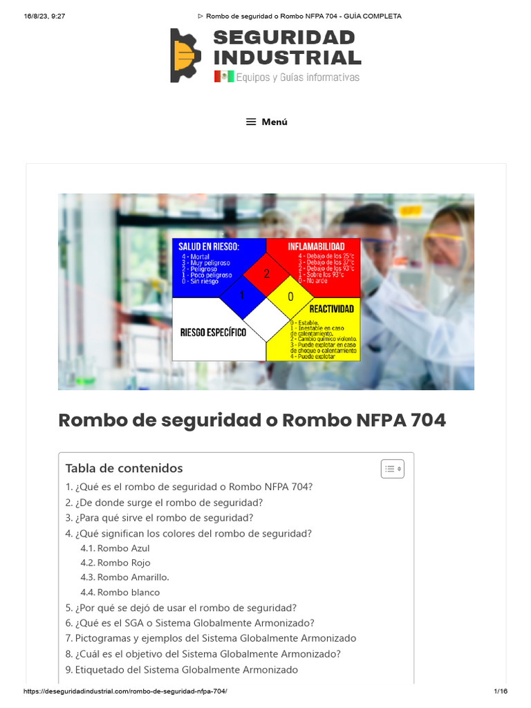 Guía del Rombo de Seguridad NFPA 704 | PDF | Agua | Combustión