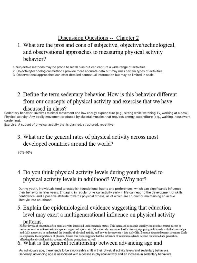 Chapter 2 Discussion Questions | PDF | Sedentary Lifestyle | Behavior