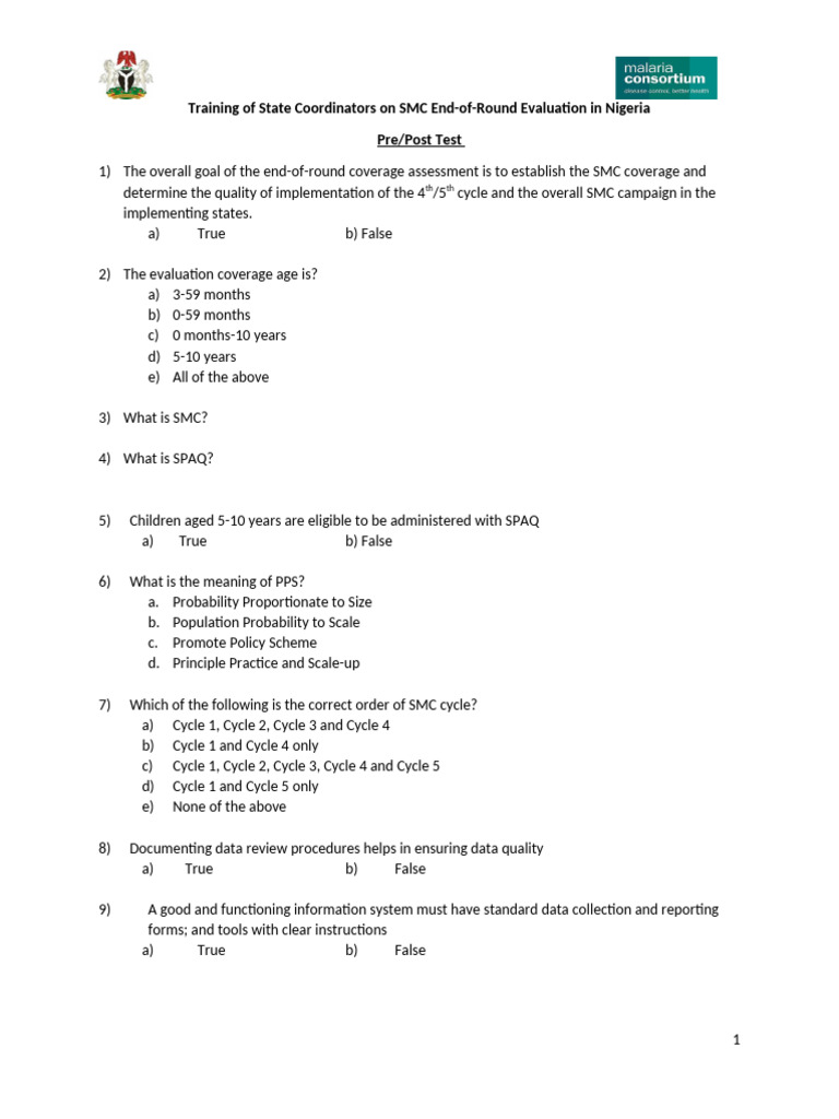 2a. Pre-PostTest - SMC EOR Evaluation | PDF | Sampling (Statistics ...