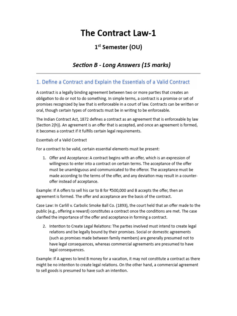 Essentials of Valid Contracts Explained | PDF | Offer And Acceptance ...