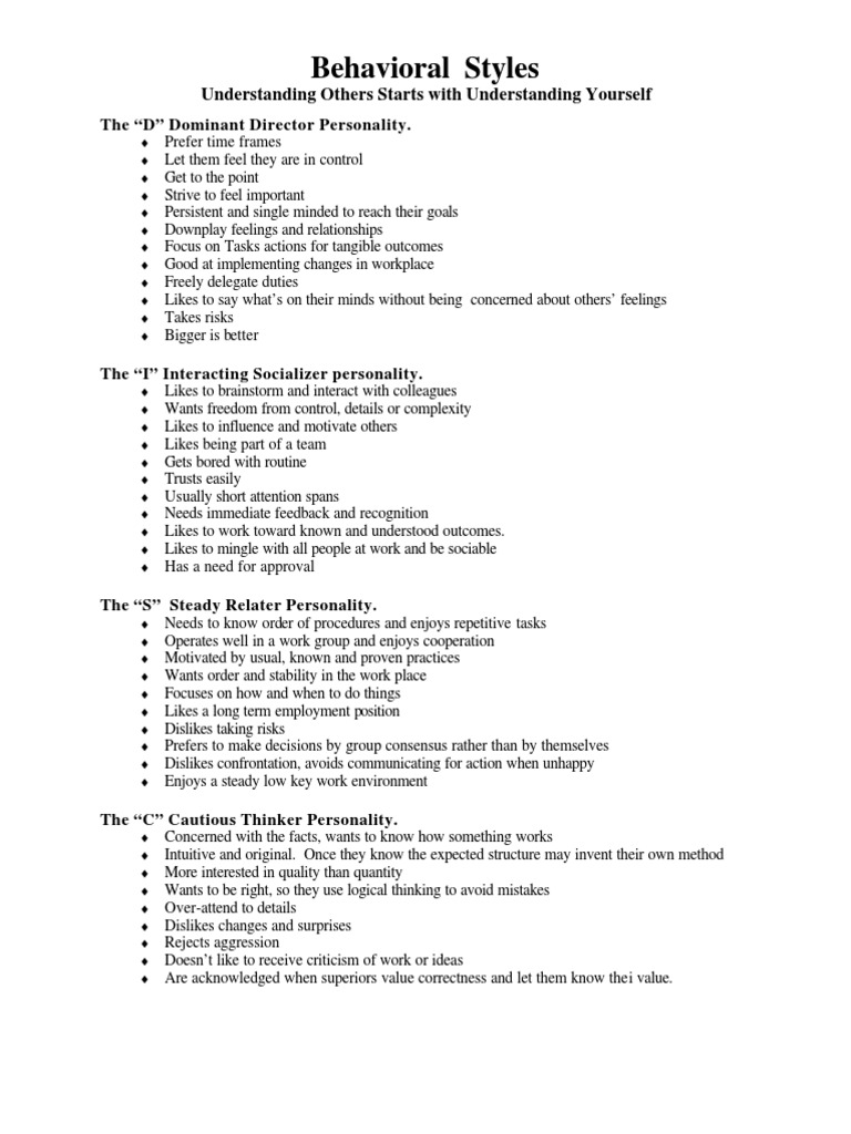 Behavioral Styles: Understanding Others Starts With Understanding ...