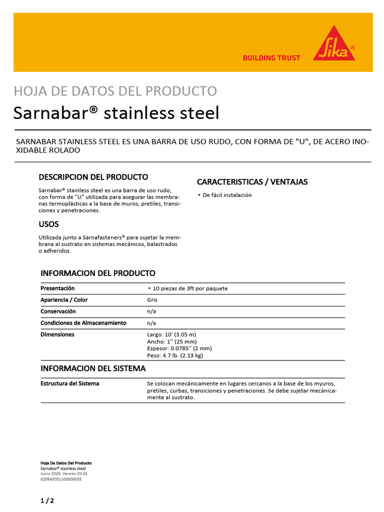 sarnabar-stainlesssteel | PDF