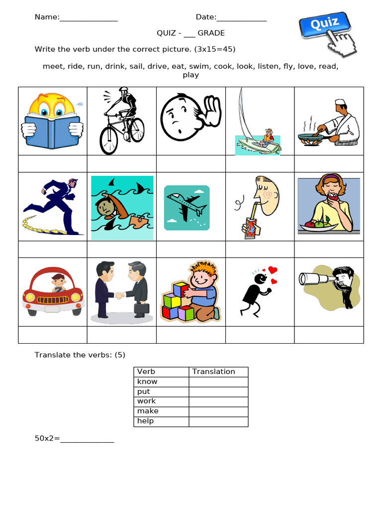 Action Verbs Matching Activity Fun Activities Games - 128713 | PDF