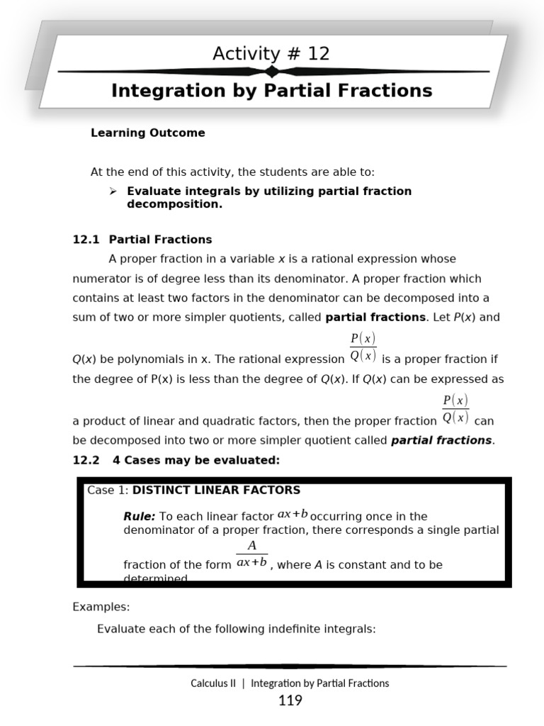 12Integration by Partial Fraction(119-134) | PDF | Mathematical Analysis | Numerical Analysis