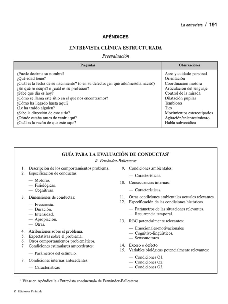 Entrevista clínica estructurada | PDF
