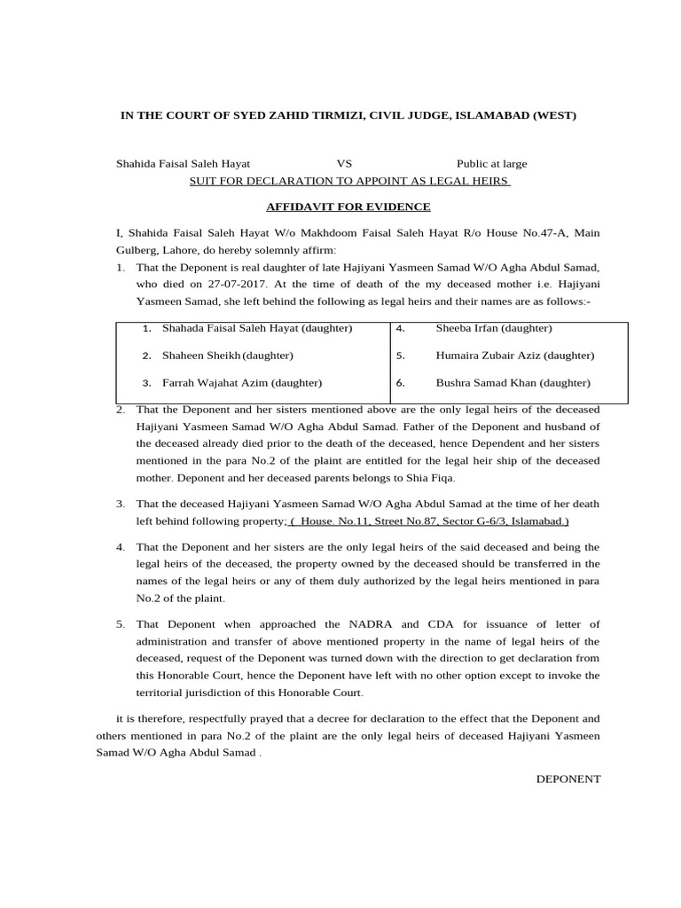 Affidavit For Evidence Shahida Faisal Saleh | PDF