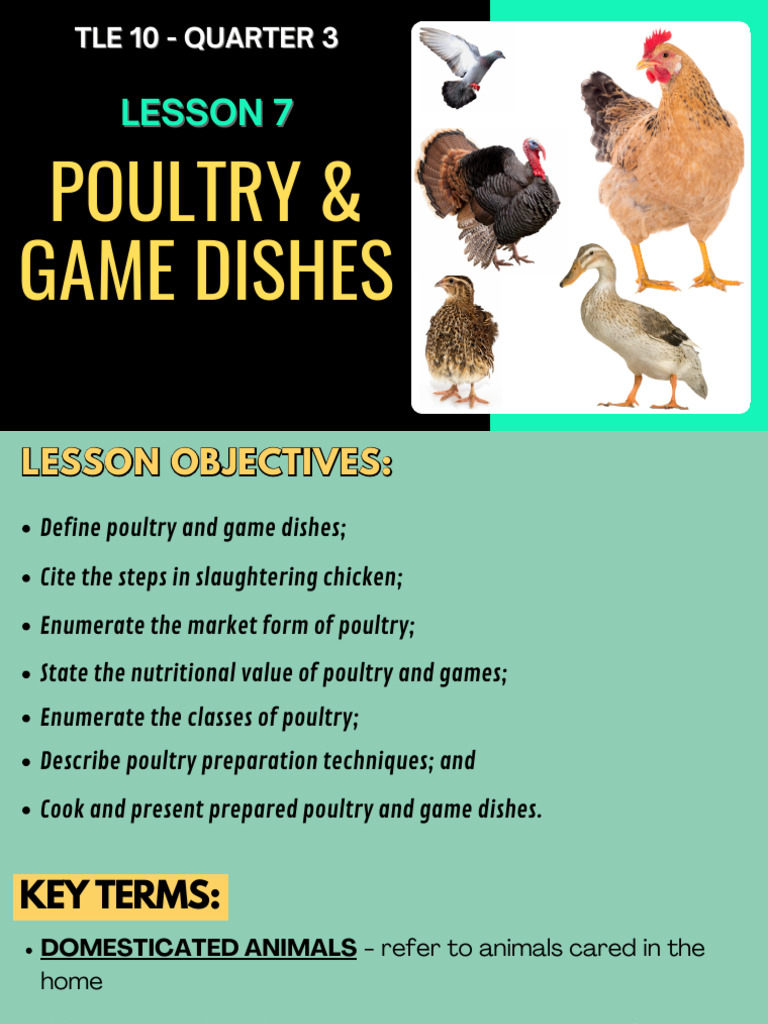 Q3 - Lesson 7 (Poultry & Game Dishes) | PDF | Poultry | Nutrition