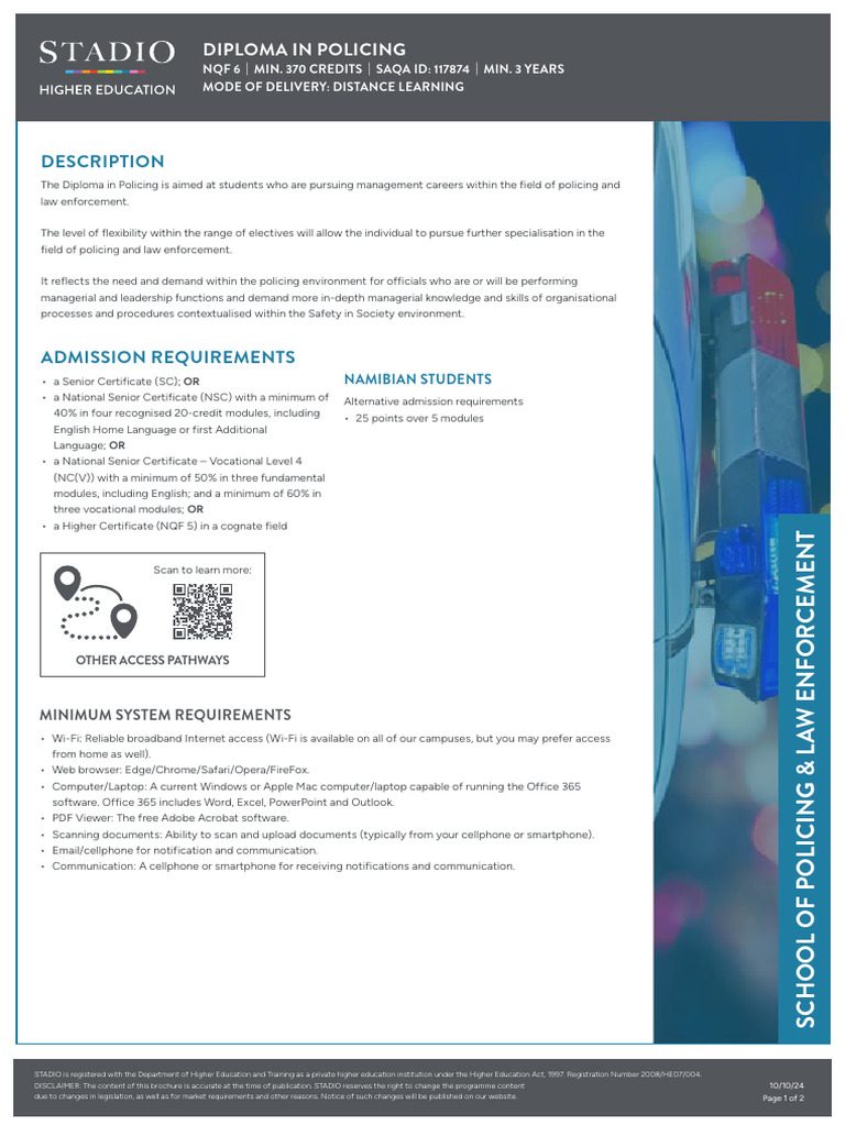 SOPALE - Dip in Policing Fact Sheet DL 2025 | PDF | Crimes | Crime ...