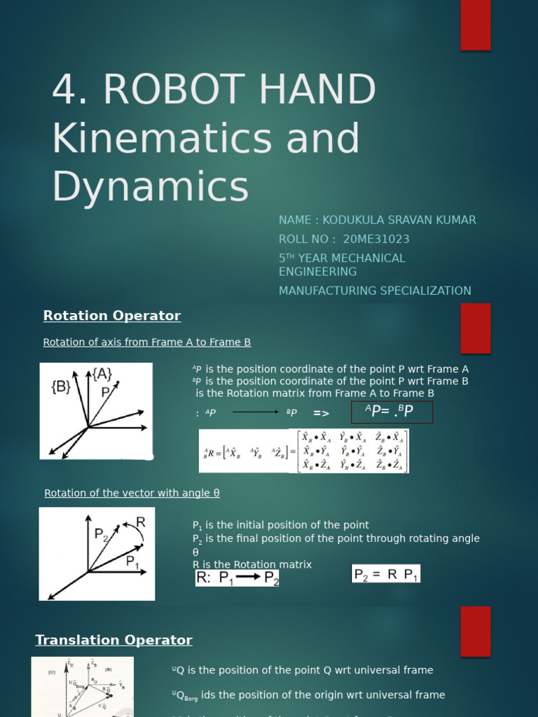 4.robot Hand Kinematics and Dynamics 12 - 09 - 24 | PDF | Kinematics ...