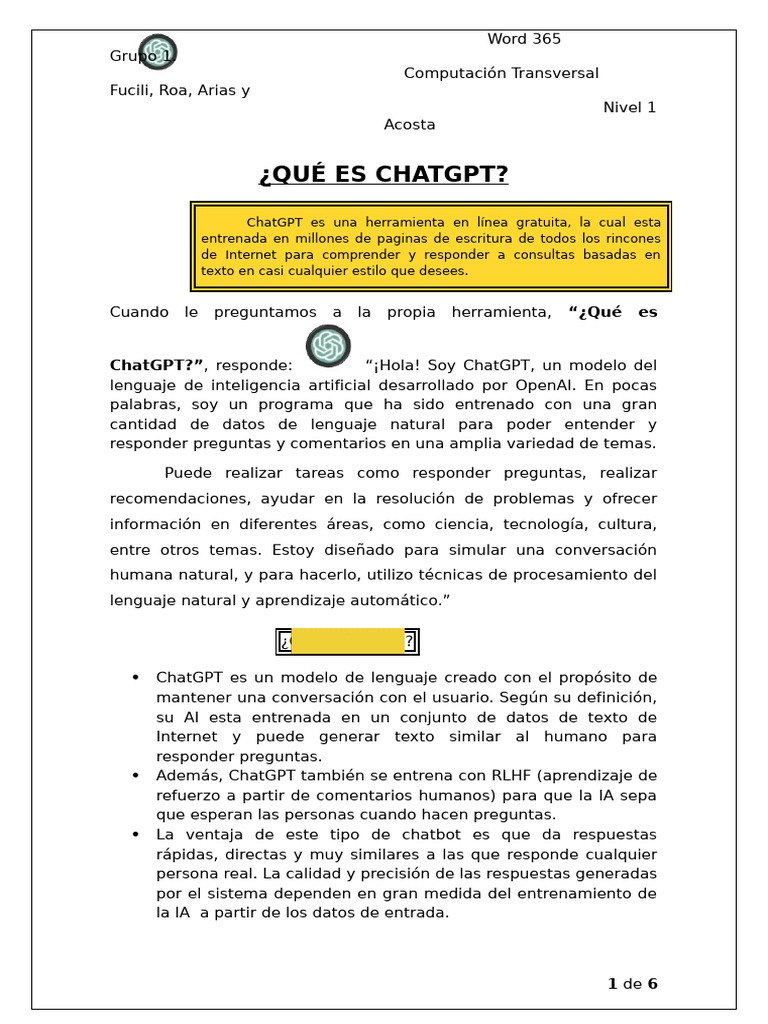 Word 365 Web - TP6 - OBLIGATORIO - INTEGRADOR | PDF | Inteligencia artificial | Inteligencia (IA ...