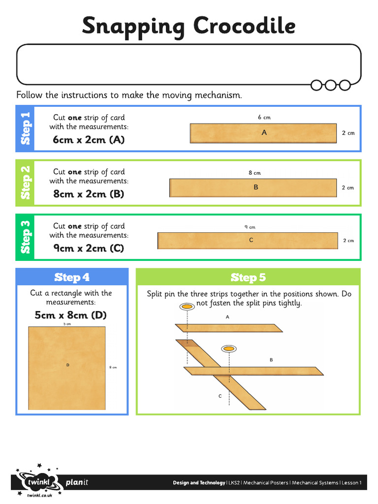 Making Levers and Linkages Snapping Crocodile Activity Sheet | PDF