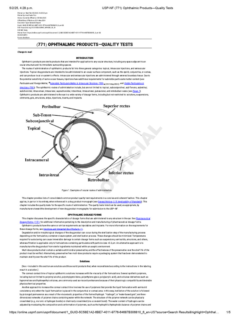 Ophthalmic Products Quality Standards | PDF | Topical Medication ...