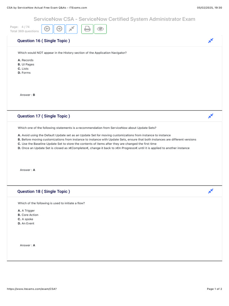 ServiceNow CSA Exam Q&A Guide | PDF | Question | Information Technology