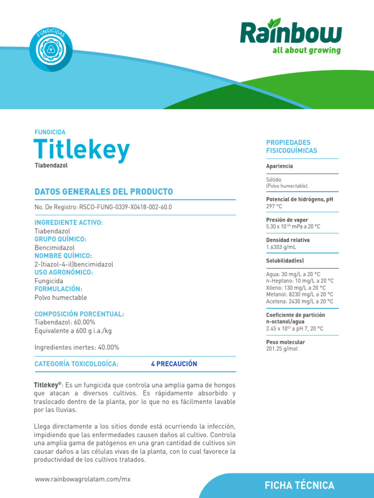 Ficha Técnica de Tiabendazol 60% | PDF | Agua