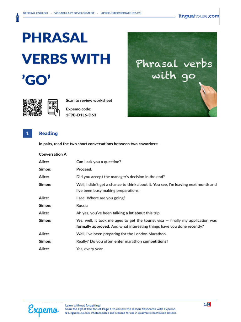 Phrasal Verbs With Go American English Student | PDF | Linguistics
